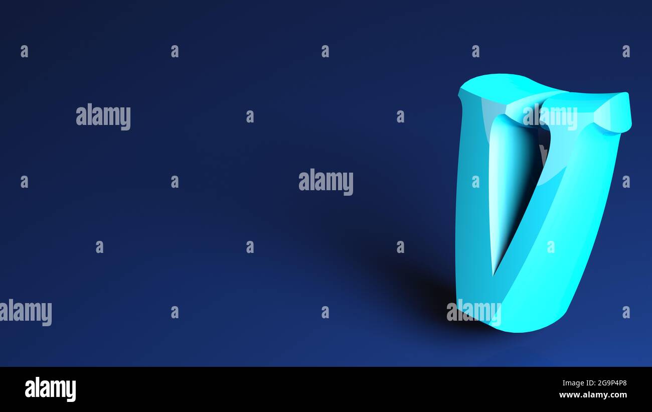 Blue background with V letter - 3D rendering illustration Stock Photo ...