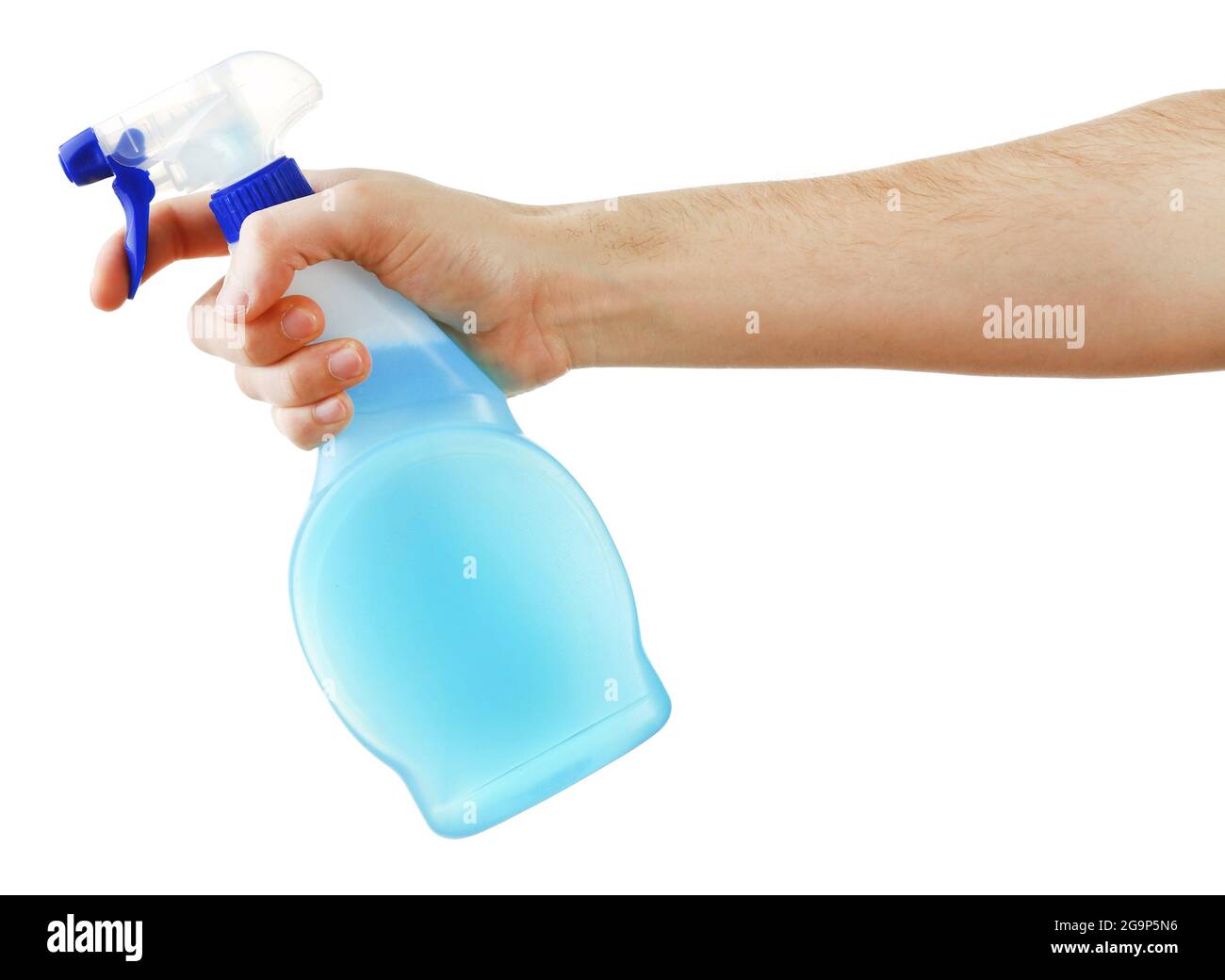 Male hand with sprayer isolated on white background Stock Photo - Alamy