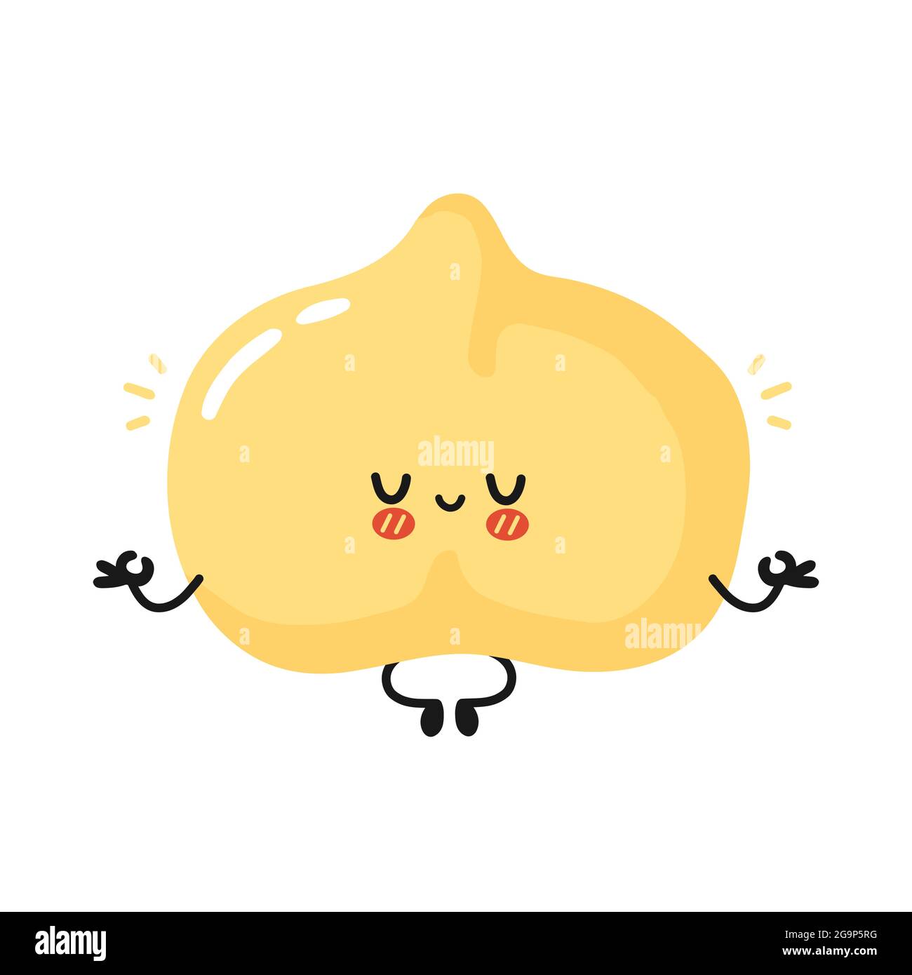 Cute funny chickpea bean character meditate in yoga pose. Vector flat ...