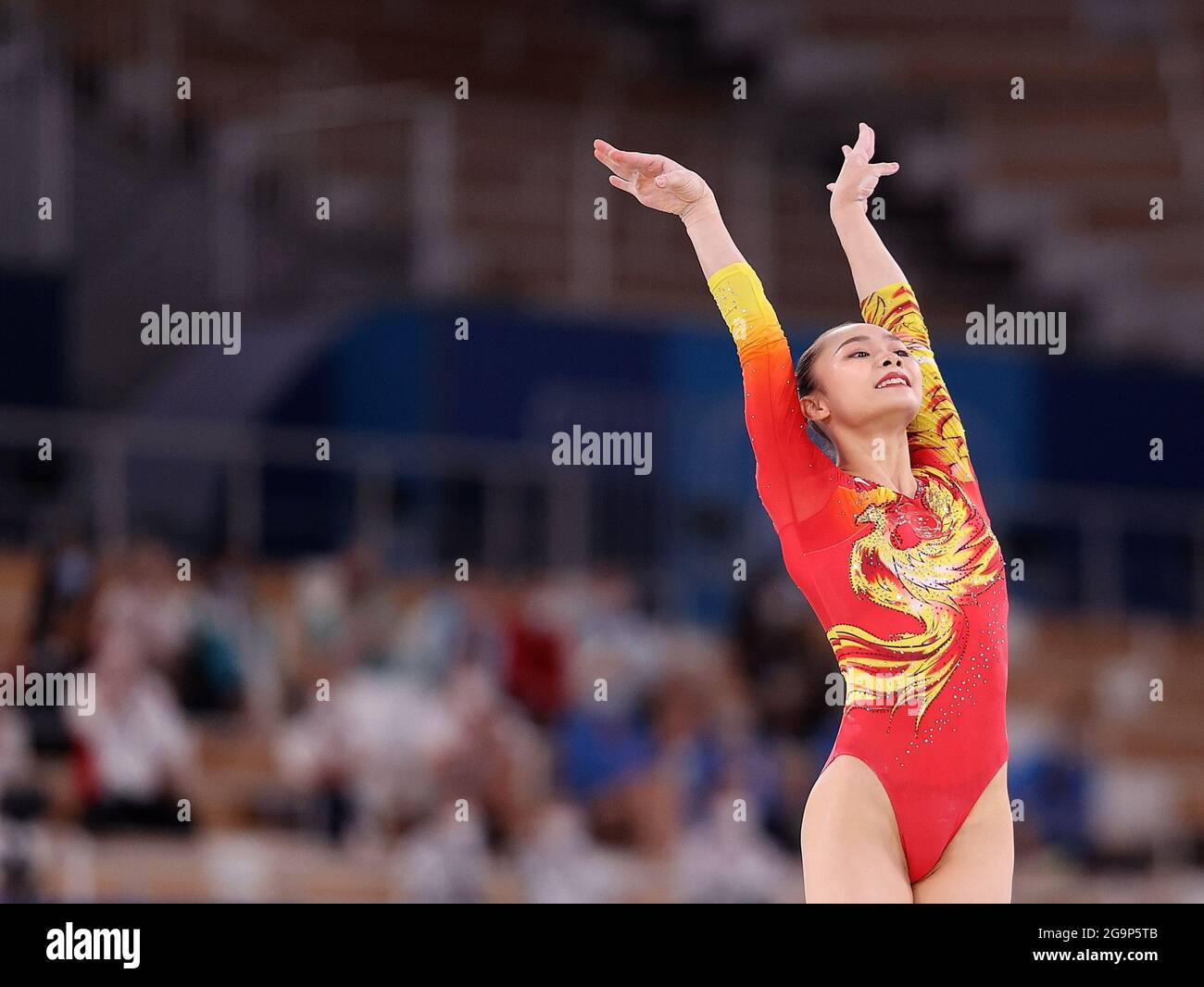 Tokyo, Japan. 27th July, 2021. Lu Yufei of China competes in the floor ...