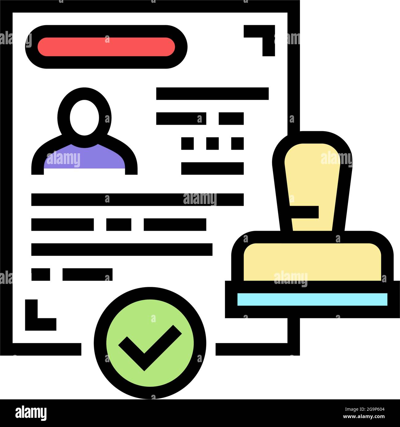 successful visa obtaining color icon vector illustration Stock Vector ...