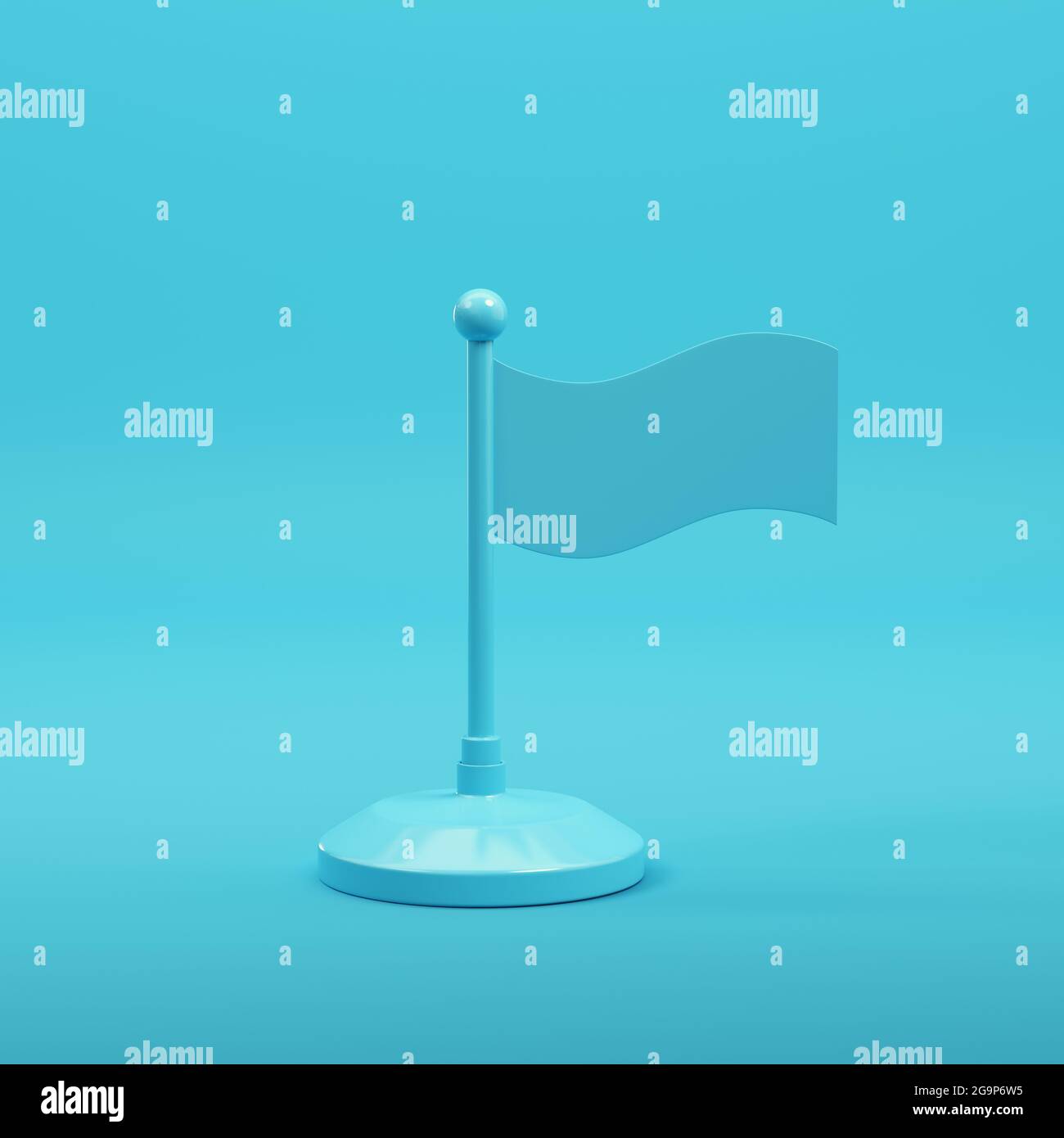 Flag on bright blue background in pastel colors. Minimalism concept. 3d ...