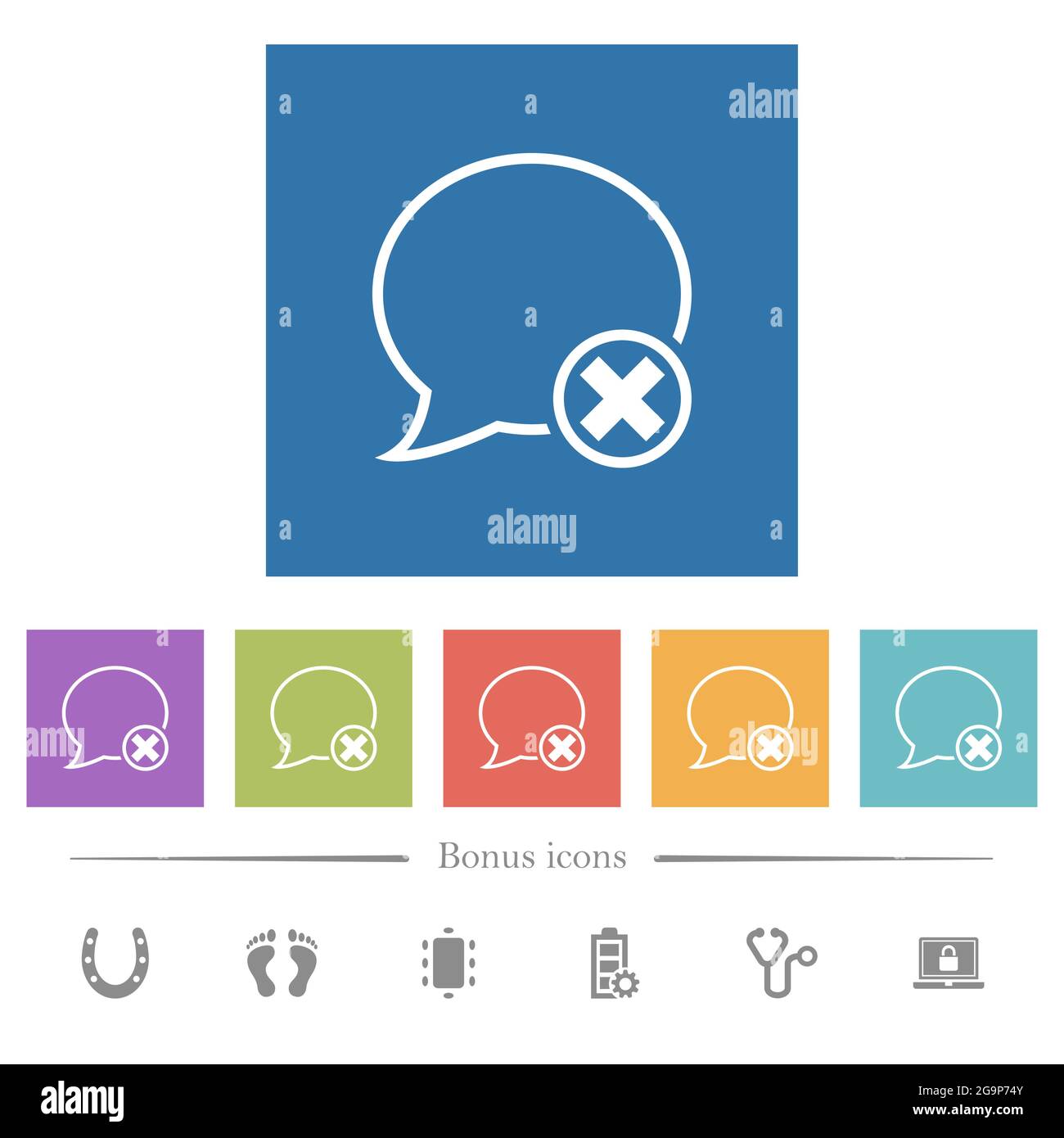 Cancel message outline flat white icons in square backgrounds. 6 bonus ...