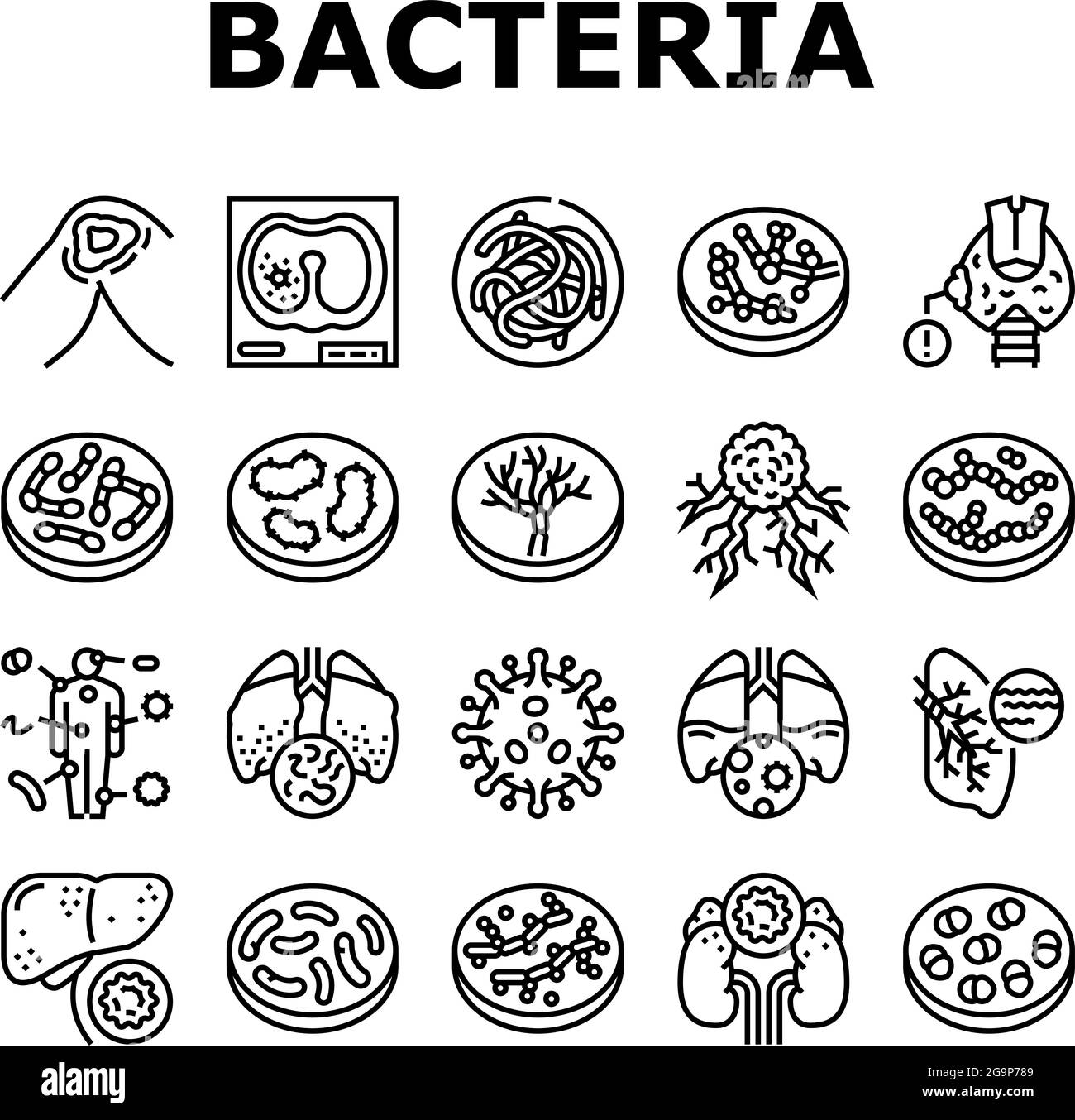 Bacteria Infection Collection Icons Set Vector Stock Vector Image & Art ...