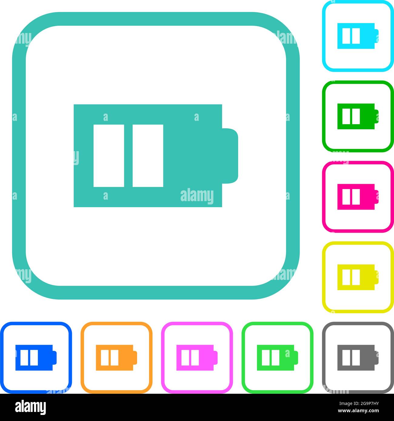 Half battery with two load units alternate vivid colored flat icons in ...