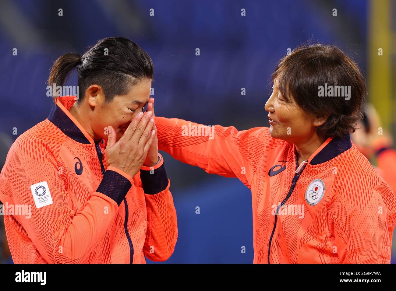 Kanagawa, Japan. 27th July, 2021. (L-R) Yukiko Ueno, Reika Utsugi head ...