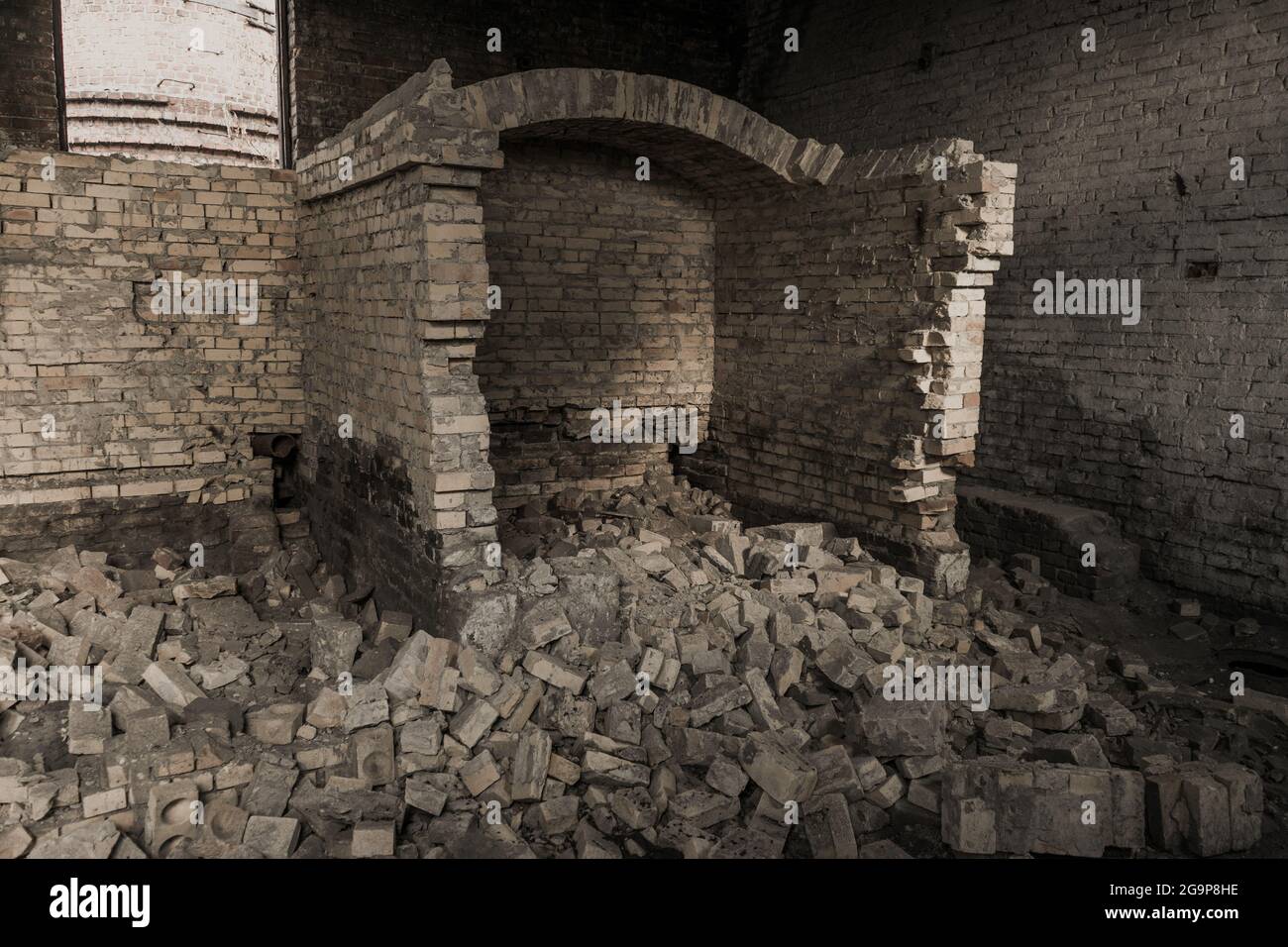 destroyed a military base. road in the field. crossroad. abandoned ...