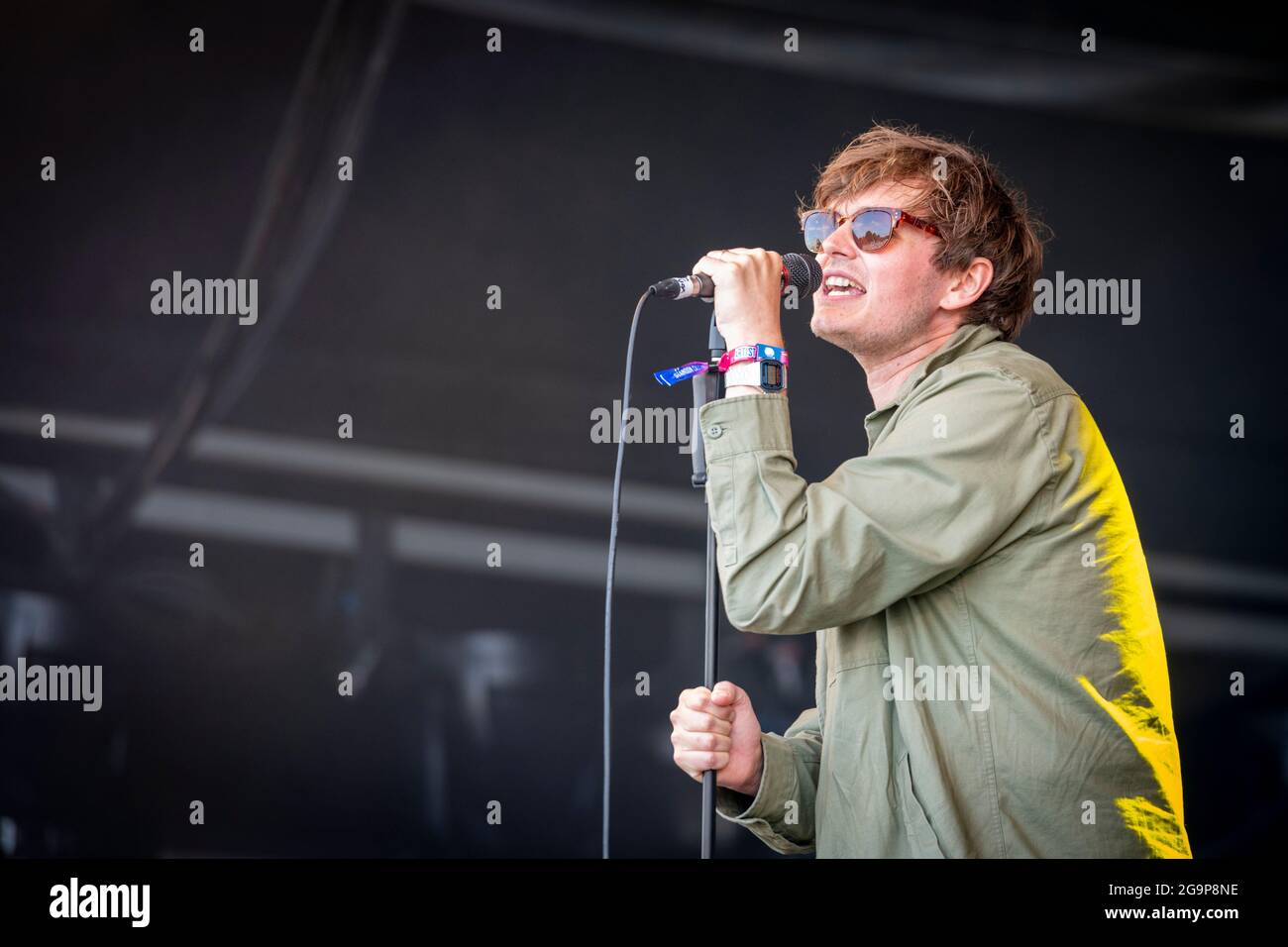James Smith vocalist with the Yard Act at Standon Calling festival ...