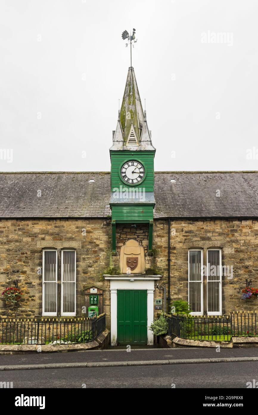 Exterior of Bellingham village town hall with clock tower and weather ...