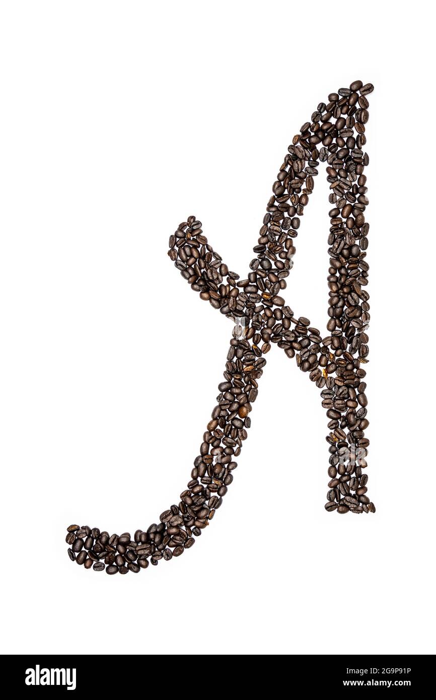 The Letter A made from Coffee Beans Coffee Beans carefully arranged to ...
