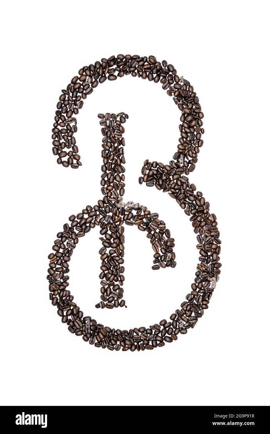 The Letter B made from Coffee Beans Coffee Beans carefully arranged to ...