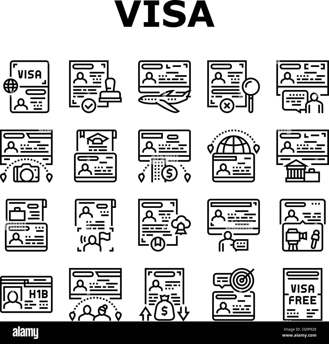 Visa For Traveling Collection Icons Set Vector Stock Vector Image & Art ...