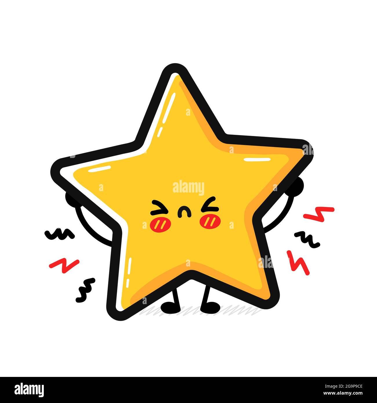 Cute funny sad unhappy star sign character. Vector hand drawn cartoon ...