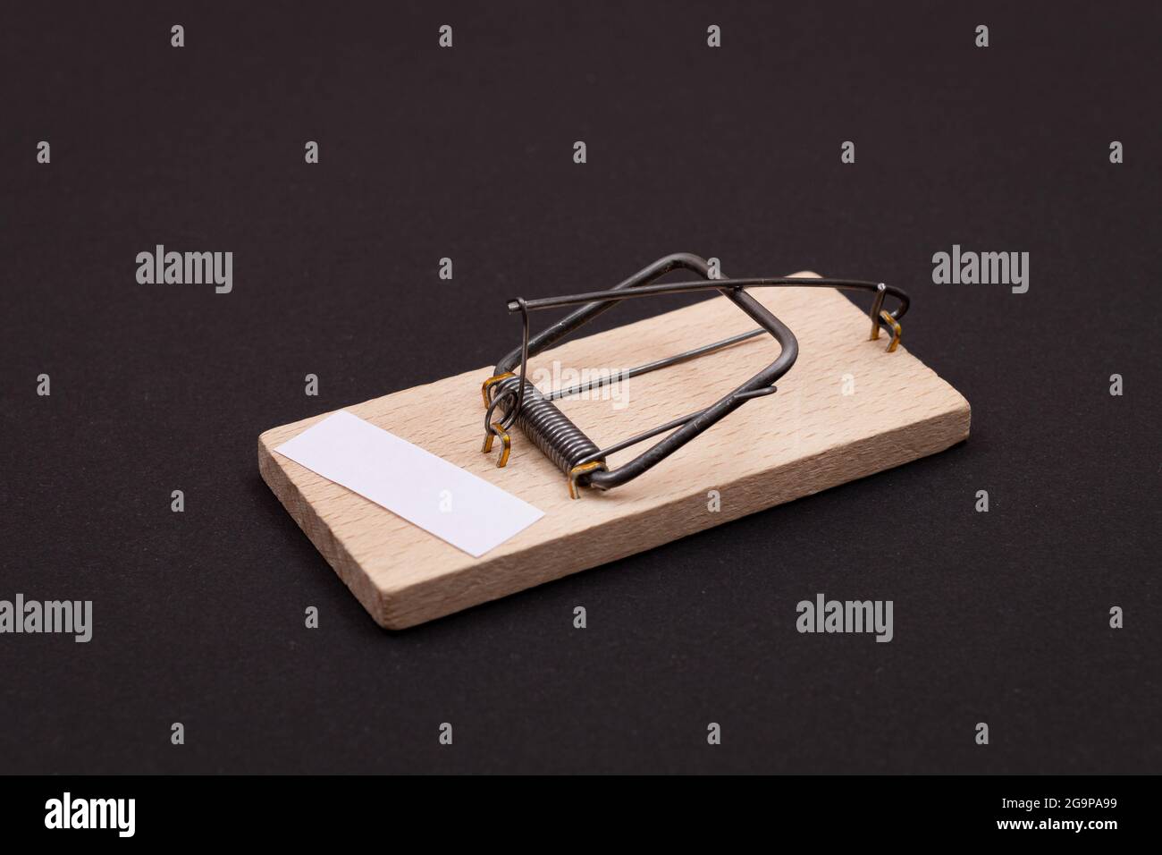 Blank White Sheet of Paper in Wooden Mousetrap - Template. Small Memo ...