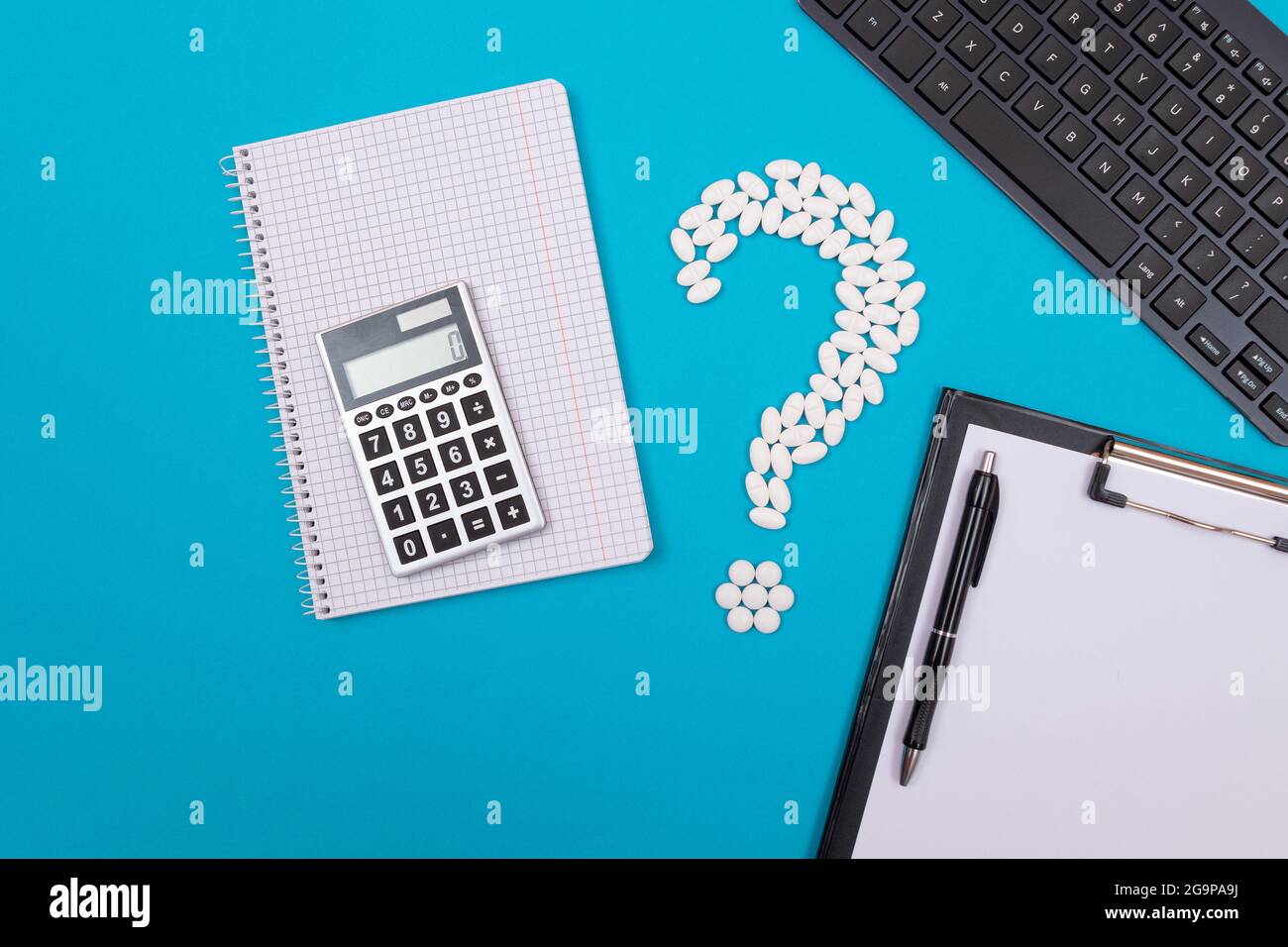 Treatment Costs and Budget. Question Mark Made from White Pills and ...