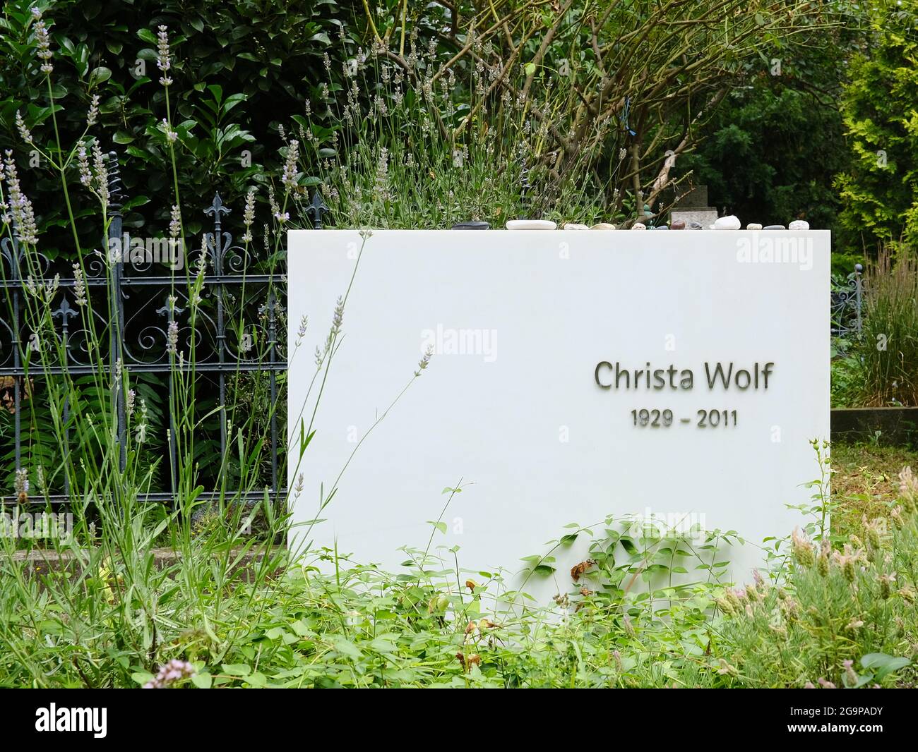 Berlin, Germany, July 14, 2021, grave of the GDR writer Christa Wolf ...