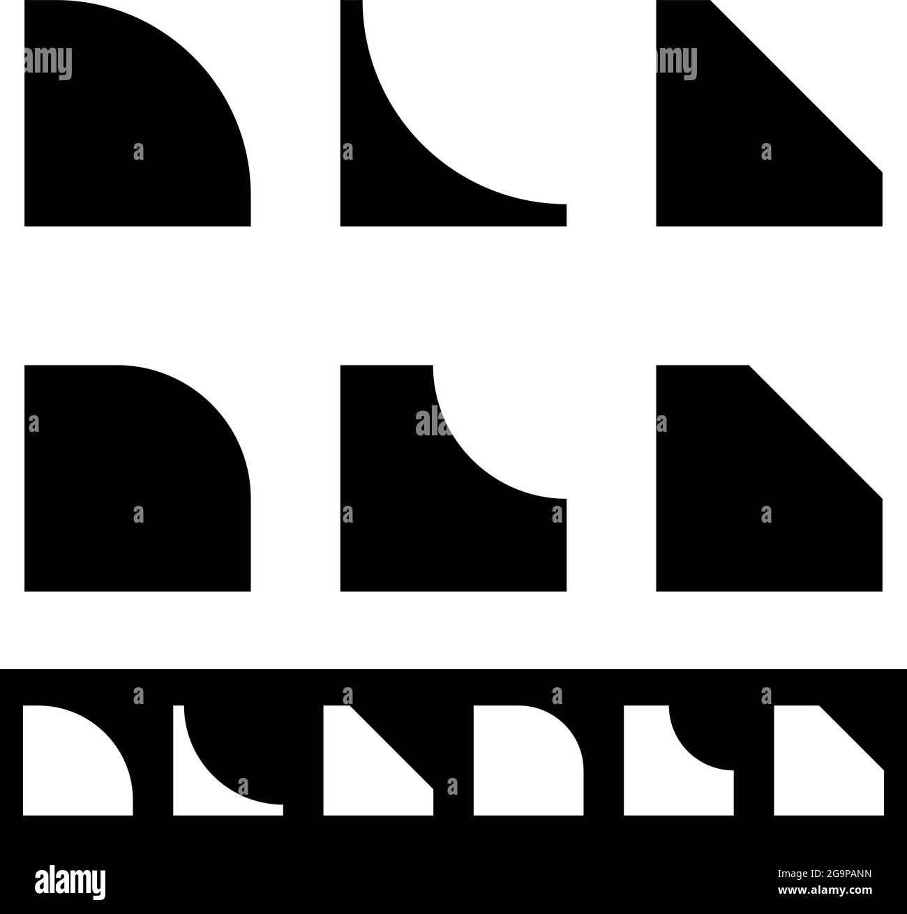 Shapes with different corner effects. Rounded, beveld, cut off versions ...