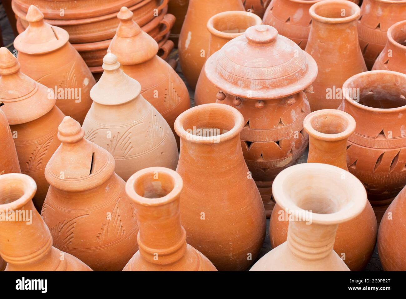 KOLKATA, WEST BENGAL , INDIA - NOVEMBER 23RD 2014 : terracotta pots ...