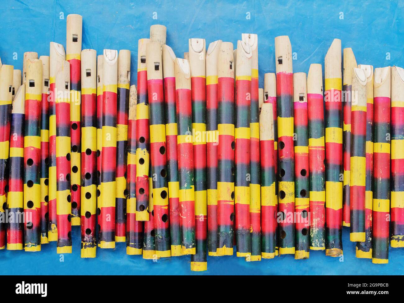 KOLKATA, WEST BENGAL , INDIA - NOVEMBER 23RD 2014 : Flutes made of ...