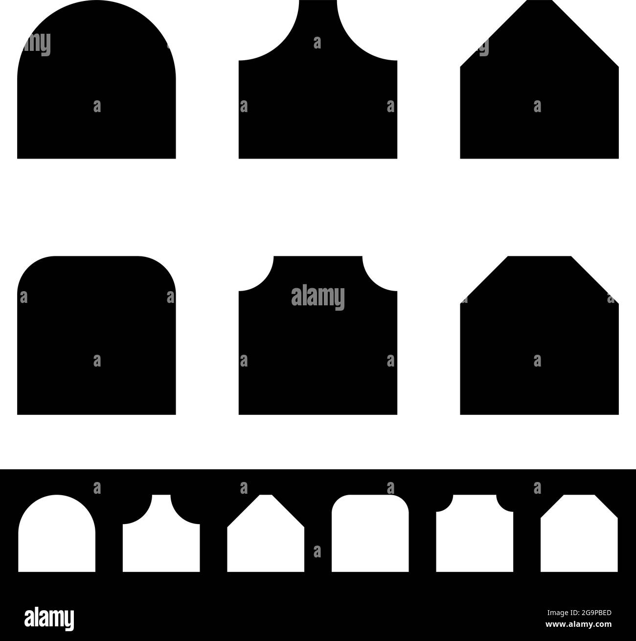 Shapes with different corner effects. Rounded, beveld, cut off versions ...