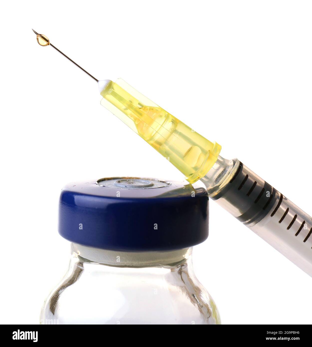 Medical ampule with syringe isolated on white Stock Photo - Alamy