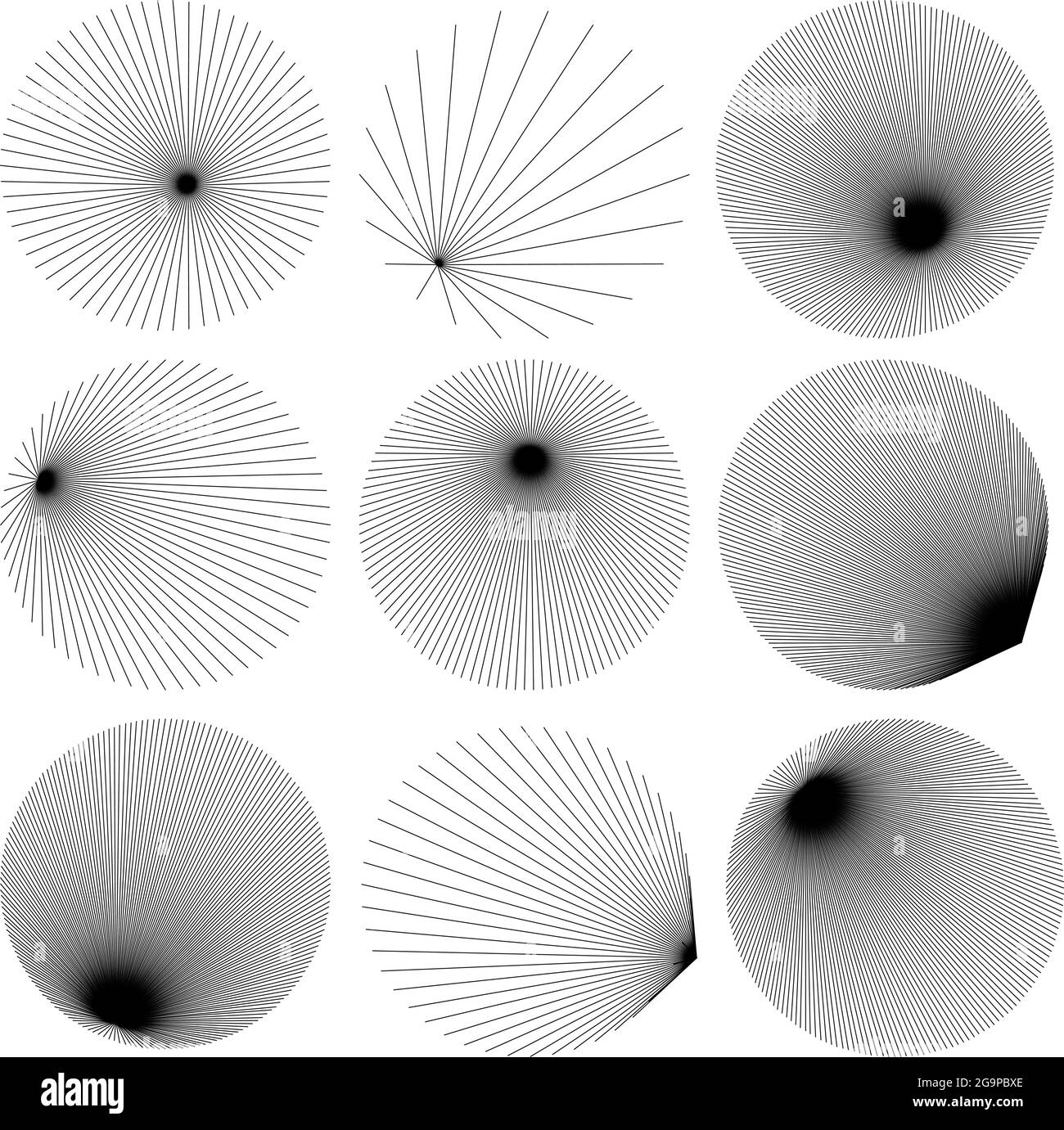 Abstract radial, radiating lines, stripes. Burst lines. Converging ...