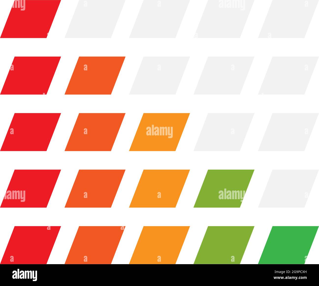 5-step simple progress, level indicator with color code. Progression ...