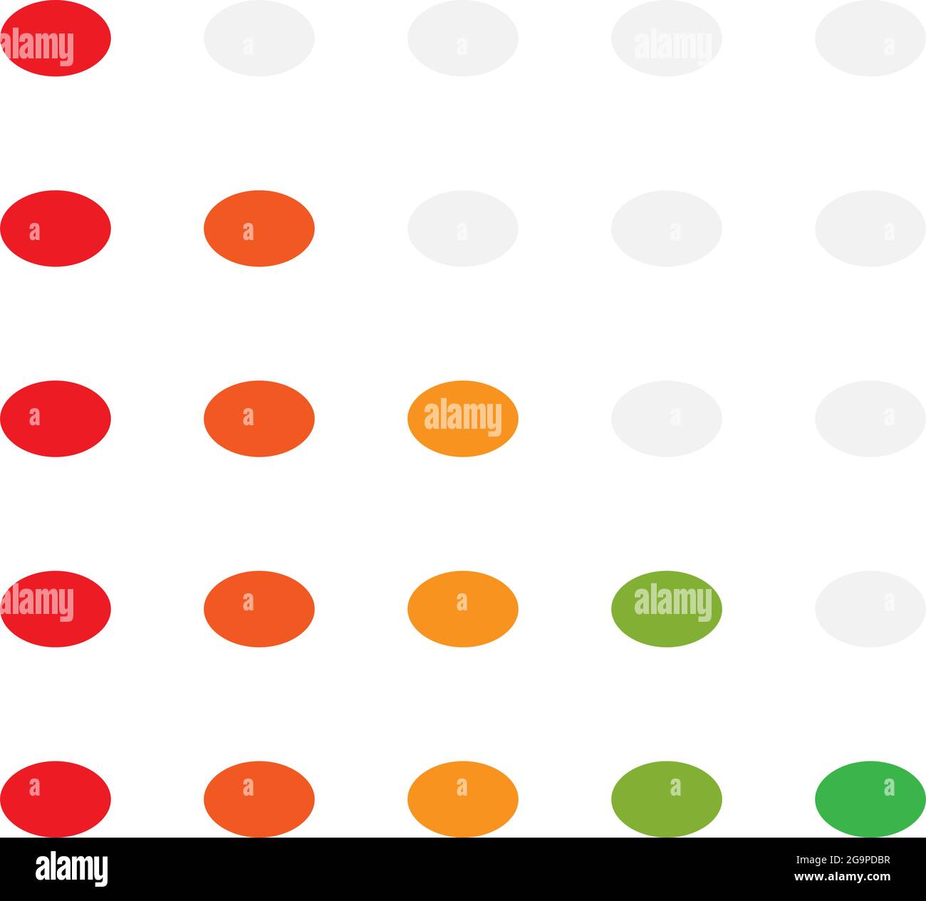 5-step simple progress, level indicator with color code. Progression ...