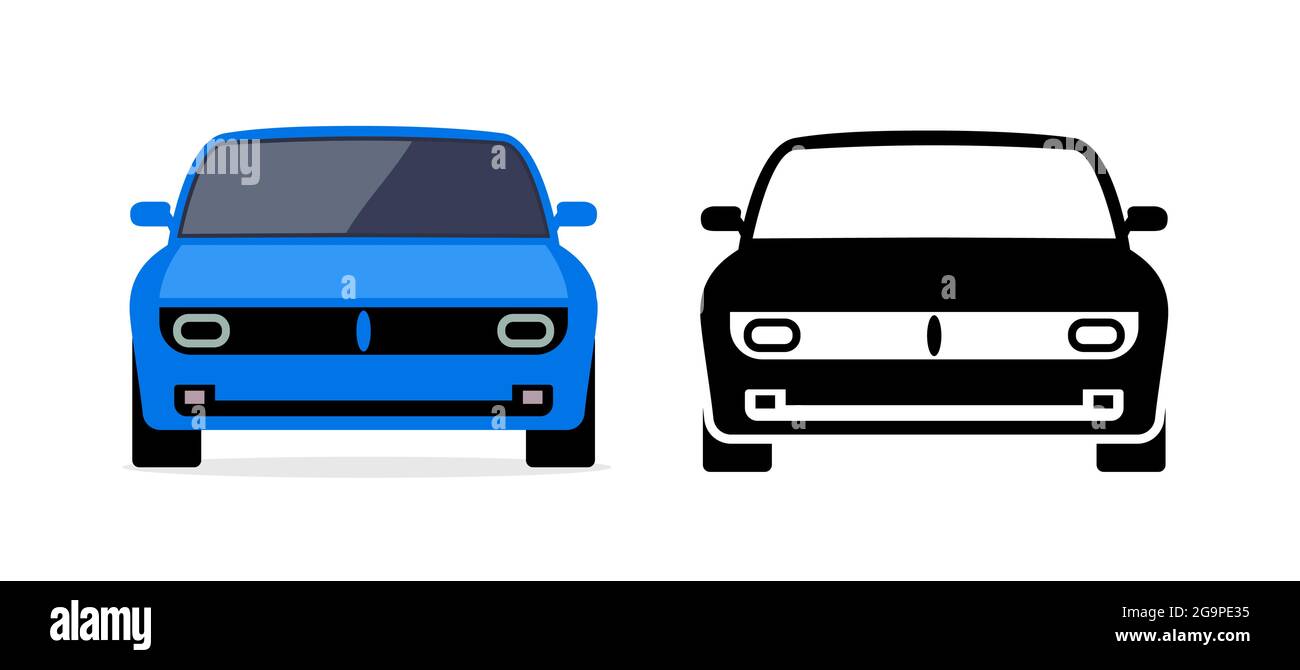 Car front view vector flat icon. Car parking cartoon front design shape ...
