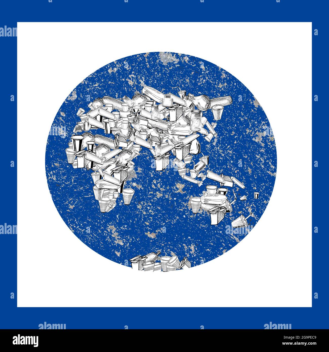 garbage map of the world. illustration. anthropogenic pollution of the ...
