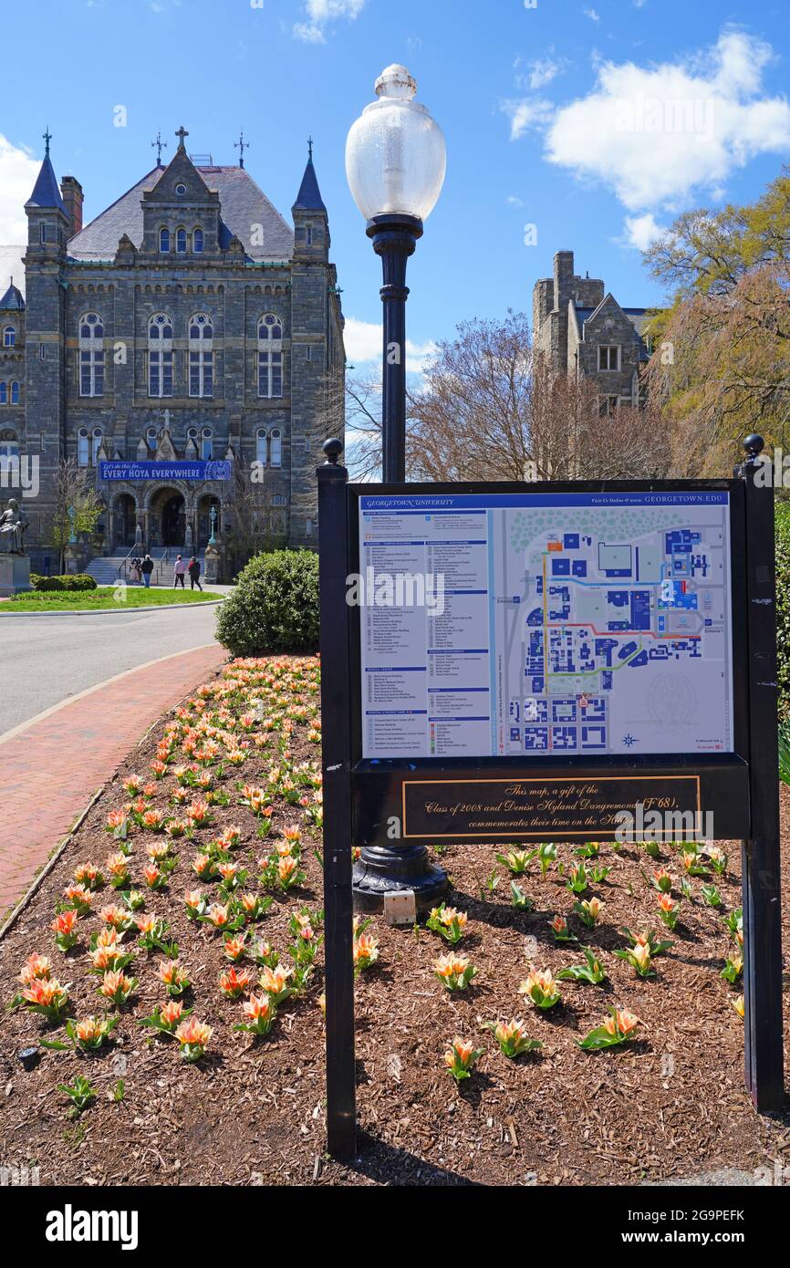 WASHINGTON, DC -2 APR 2021- View of the campus of Georgetown University ...