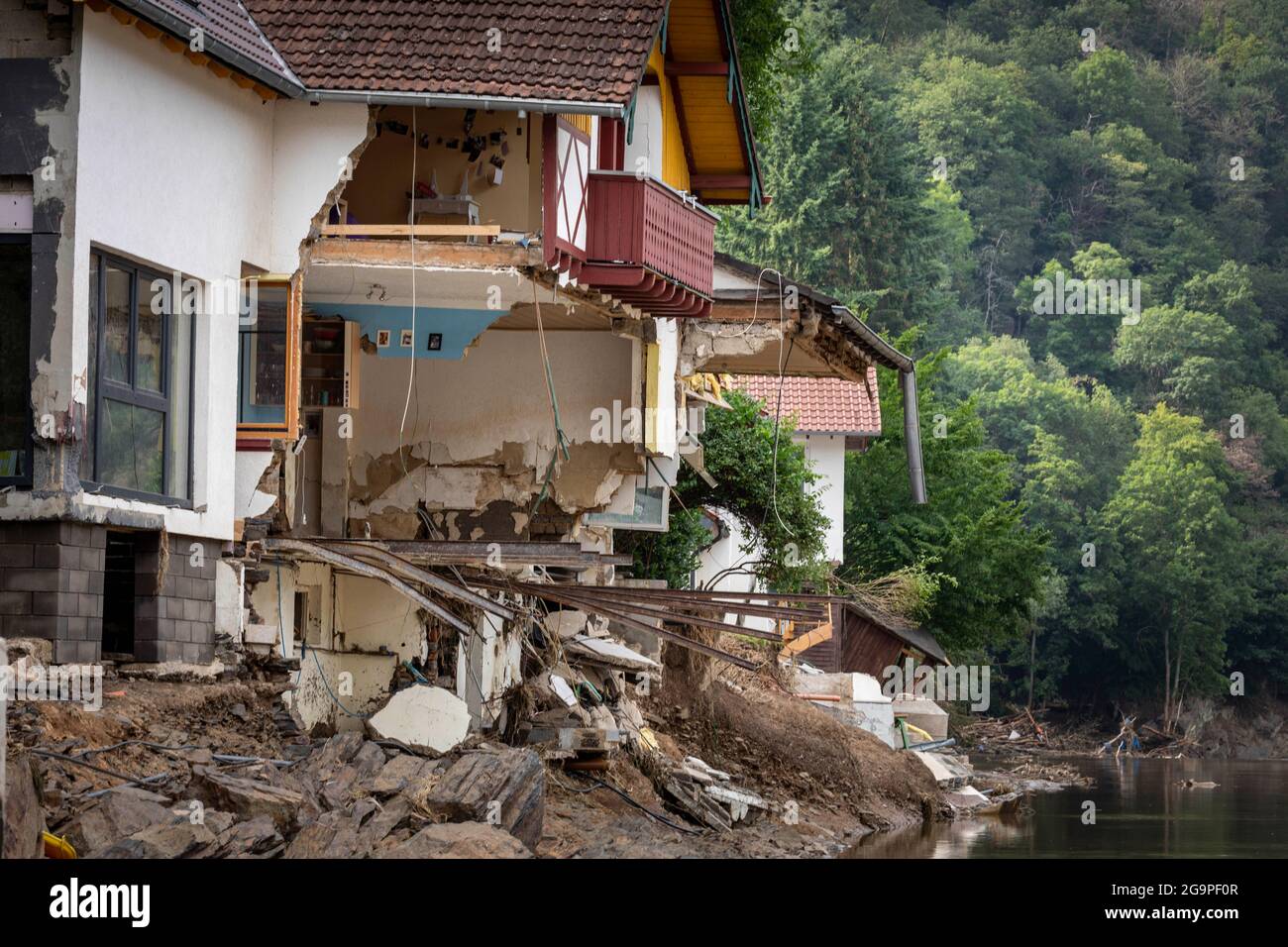 Flood disaster on the Ahr River, as seen here in Ahrbrück in Rheinland ...