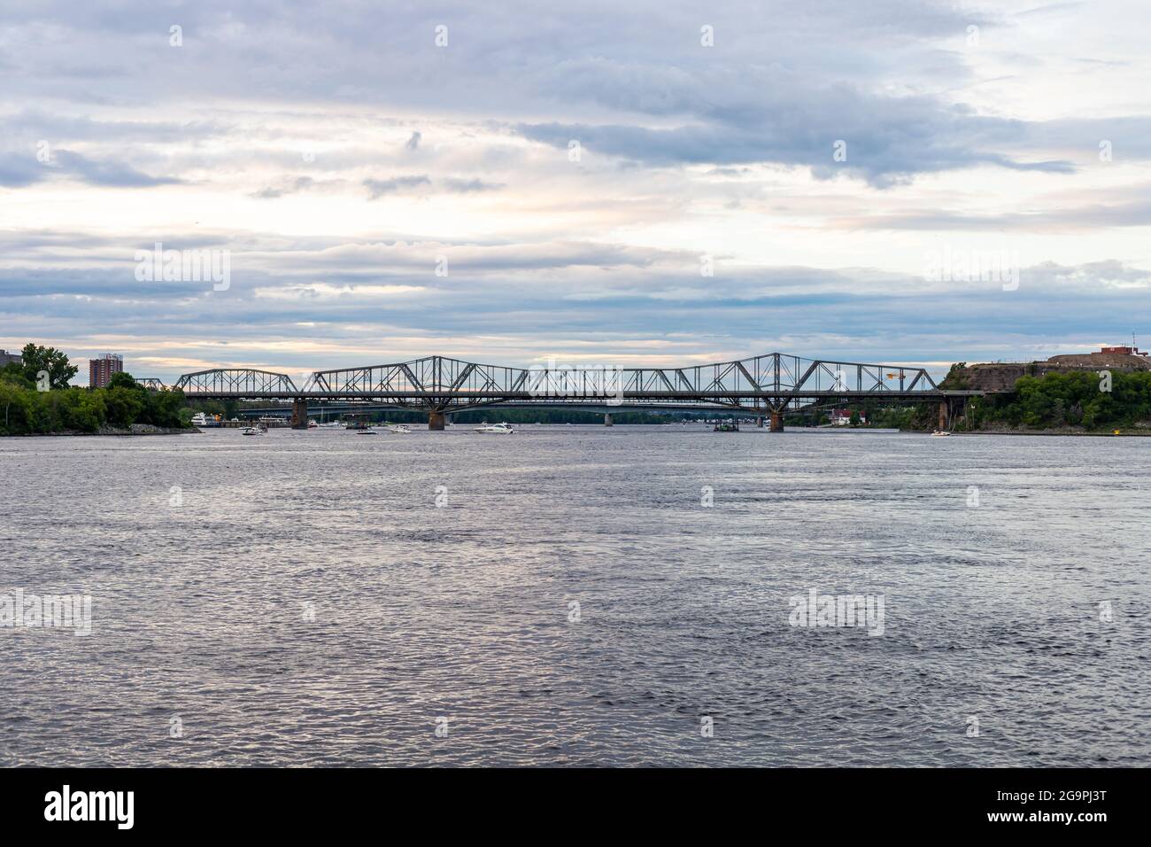 Panoramic view of Ottawa River and Alexandra Bridge from Ottawa to ...