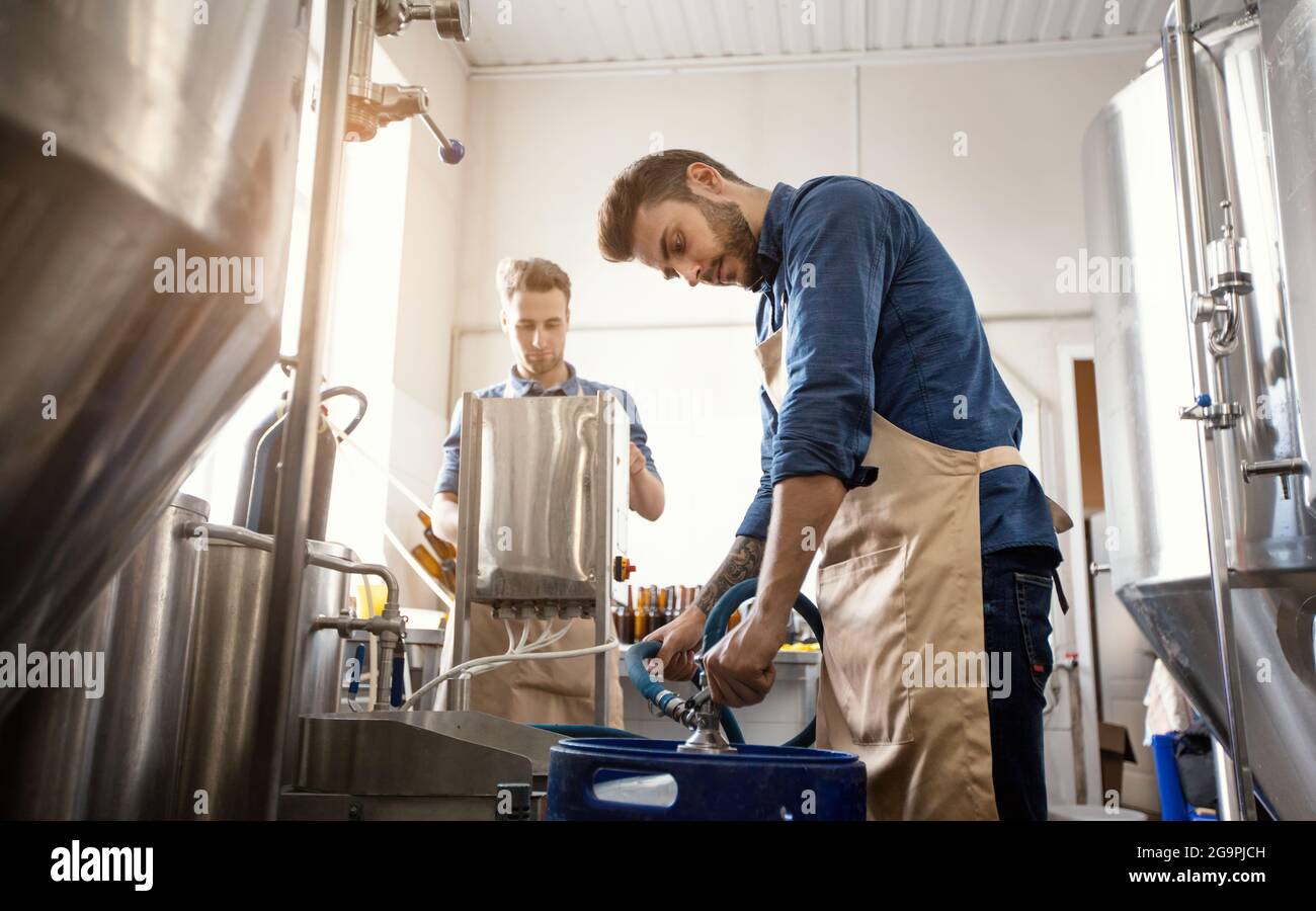 Small family business, modern brewery, craft beverage production and ...