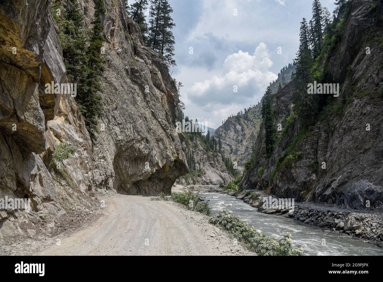Kishanganga River flows in between mountains in Tulail. Gurez lies ...