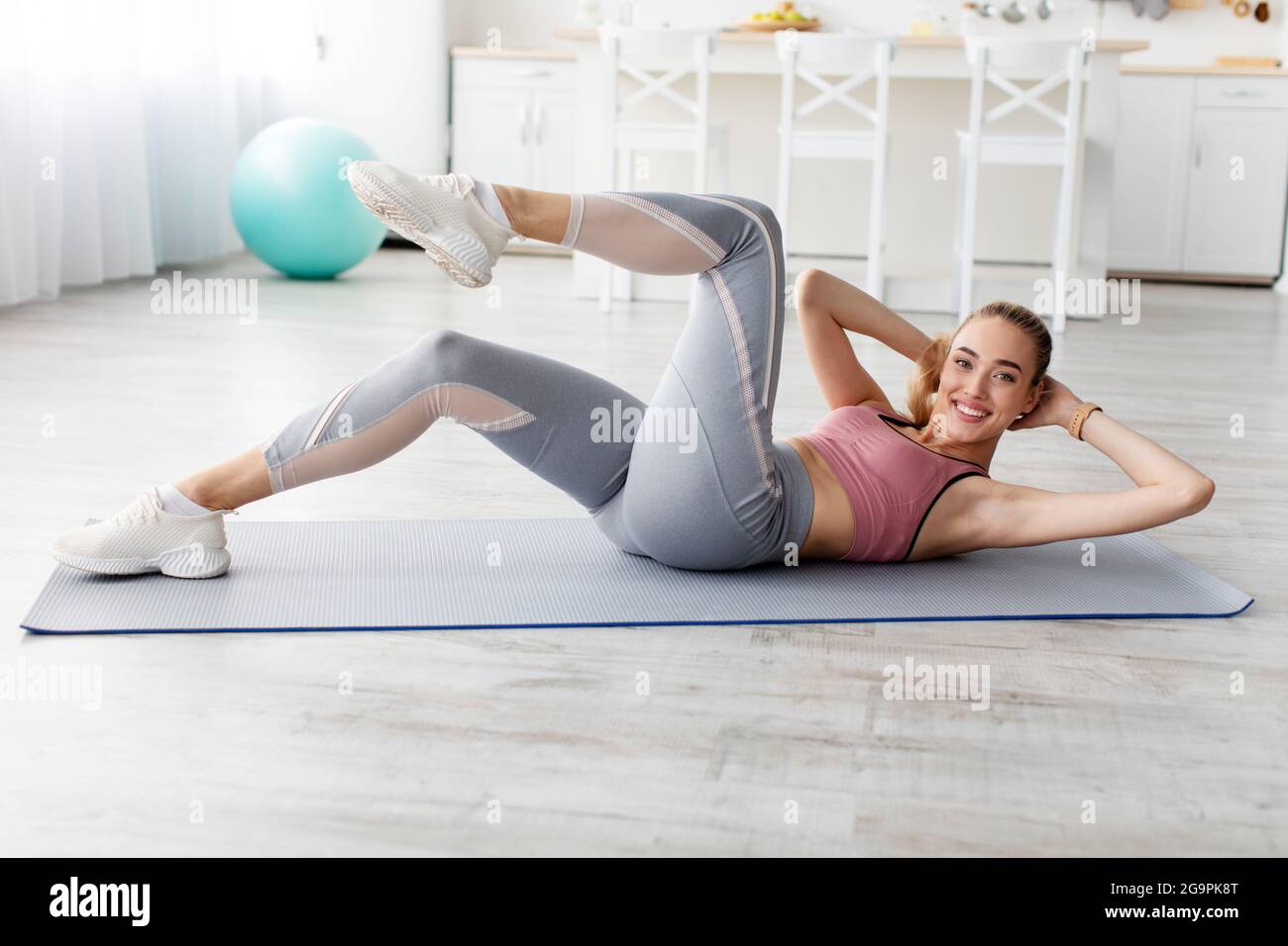 Covid-19 lockdown, lose weight and keep fit, workout at home Stock ...