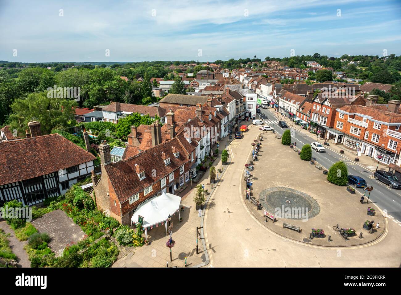 Battle, July 2021: The view down the High Street from the ramparts of ...