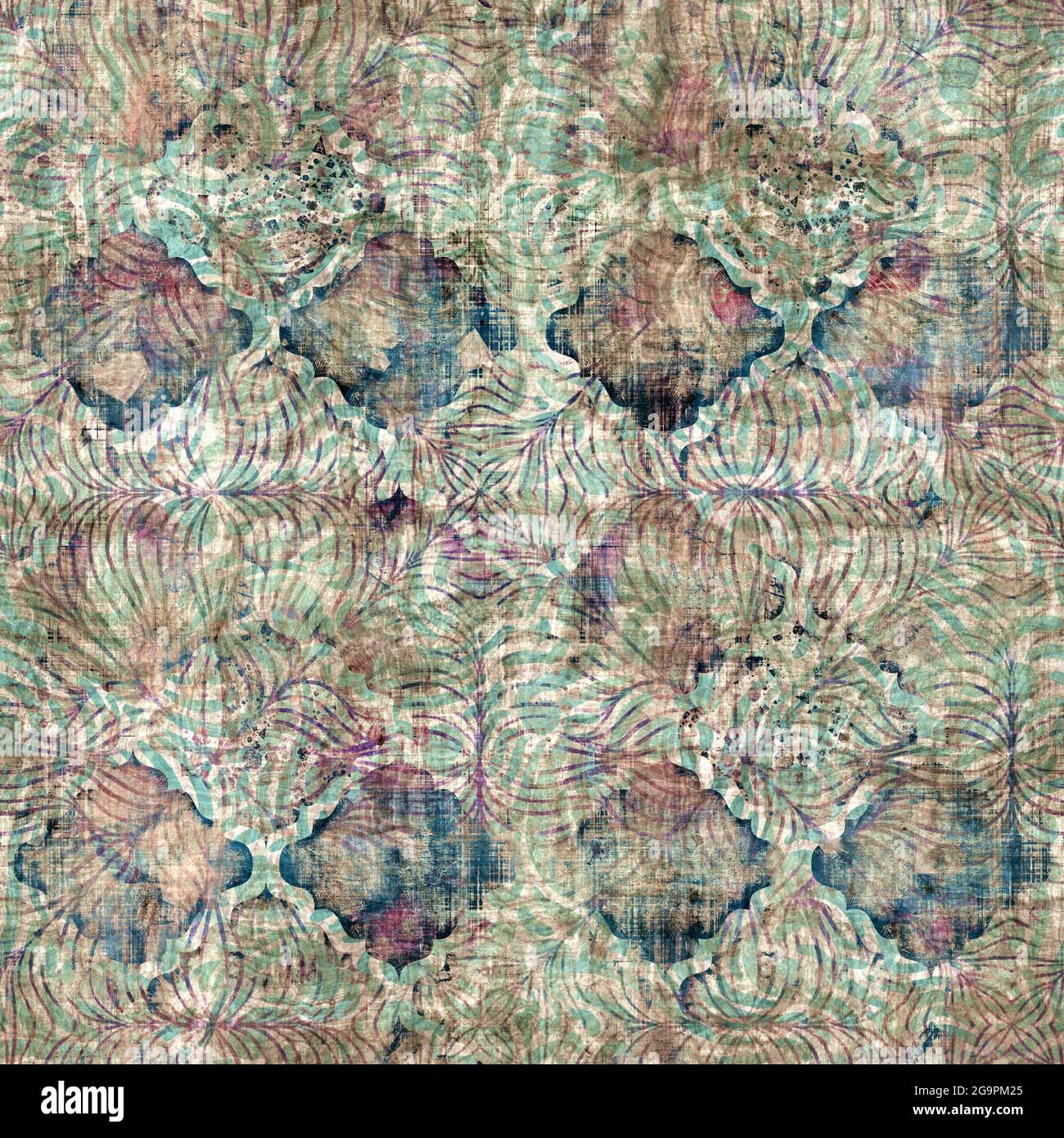 Seamless elegant mixed media pattern in navy, blue, pink, and cream ...