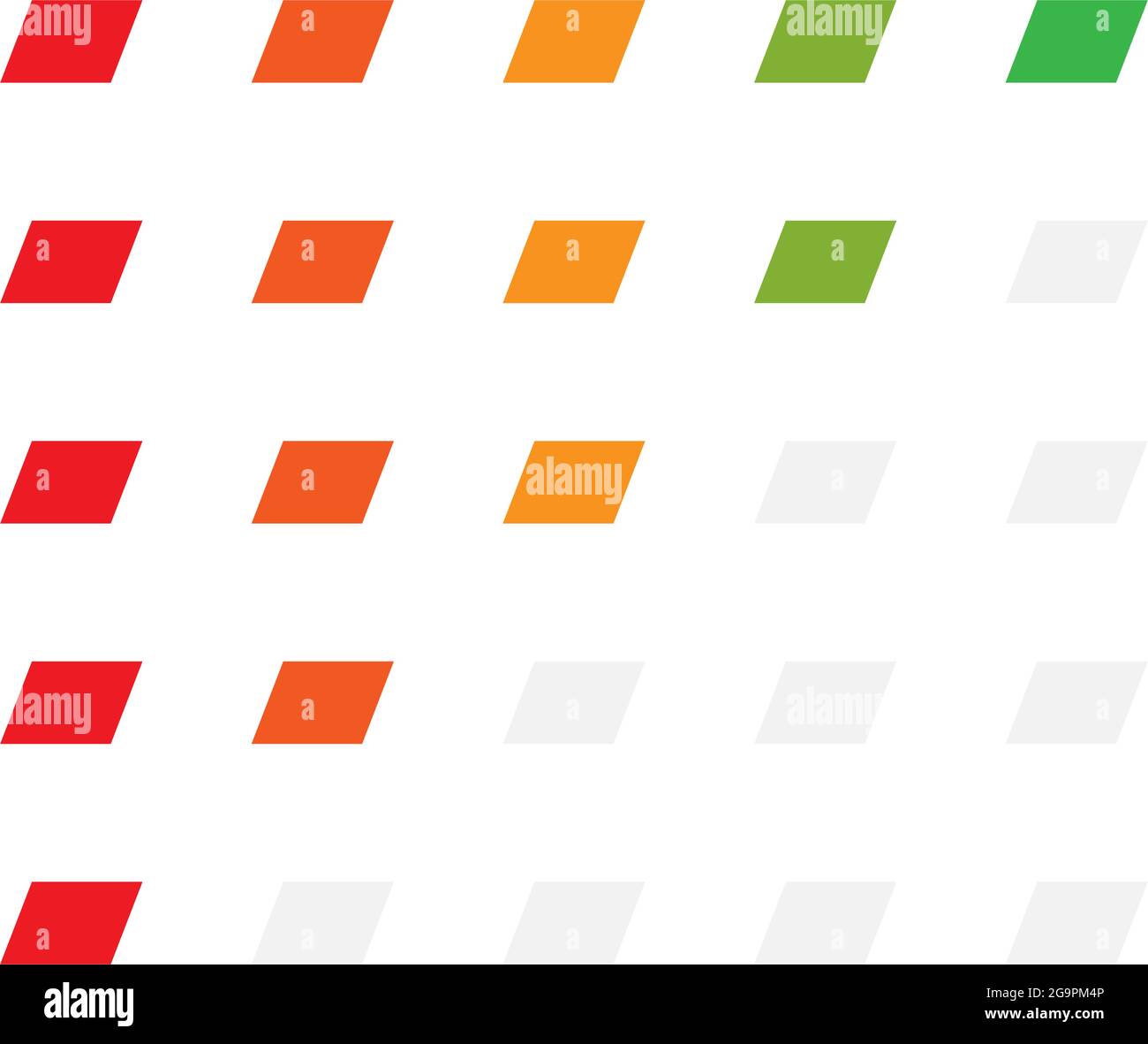 5-step simple progress, level indicator with color code. Progression ...