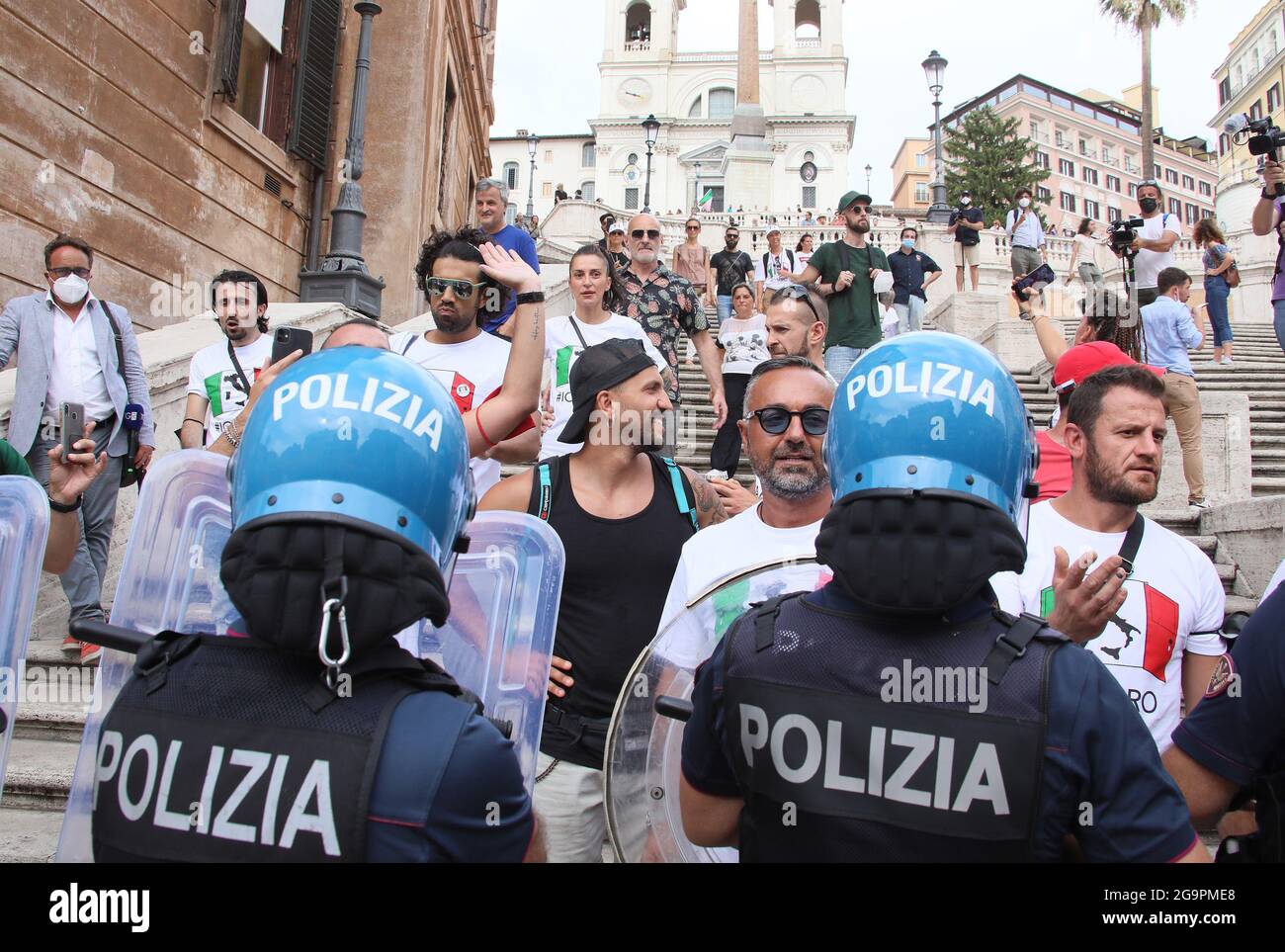 Rome, Italy. 27th July, 2021. Rome, Protest against the Green Pass ...