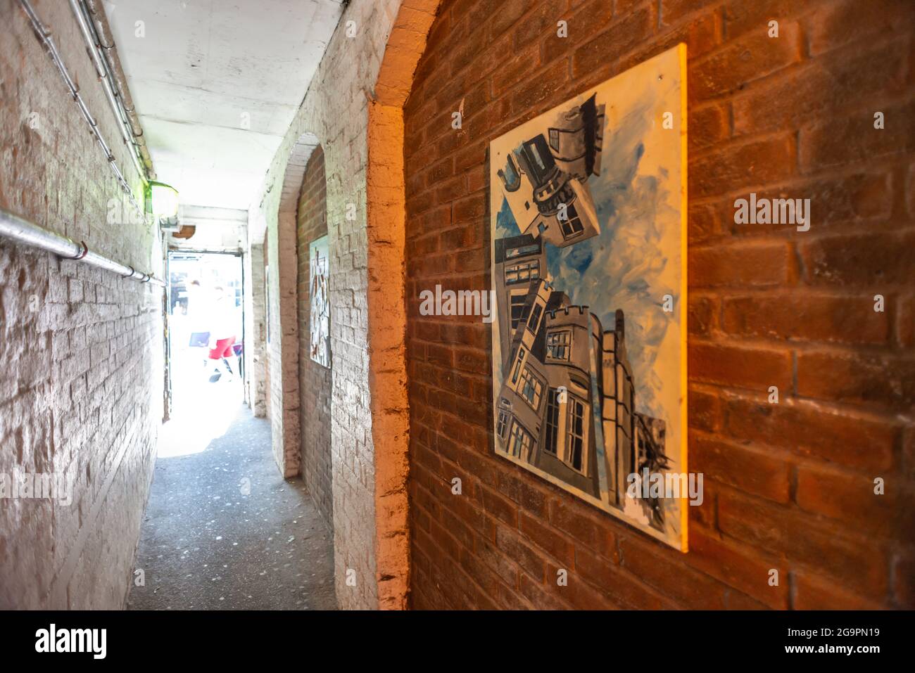 Battle, July 2021: An alleyway lined with art, just off the High Street ...
