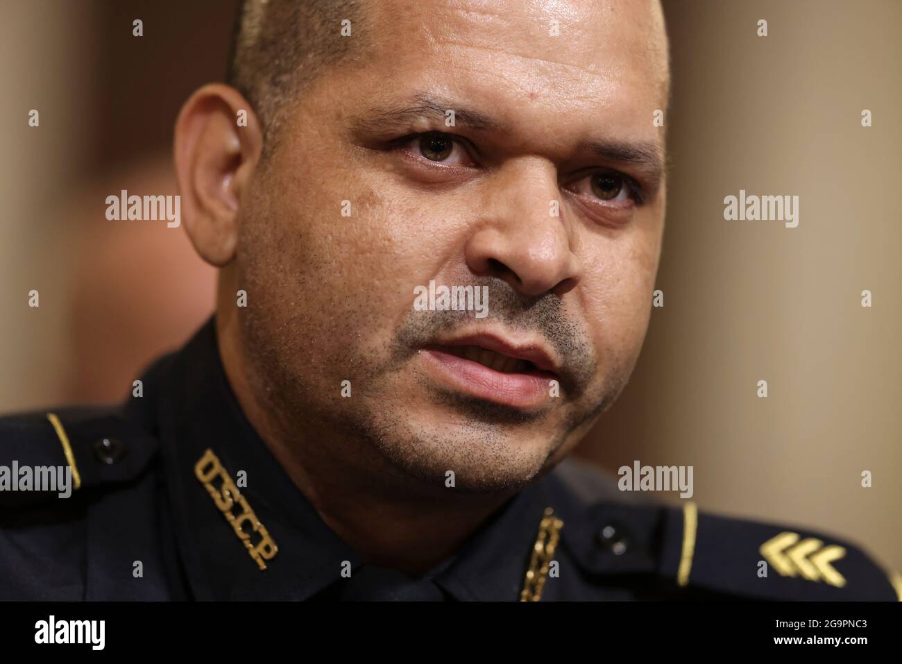 U.S. Capitol Police officer Sgt. Aquilino Gonell testifies before the ...