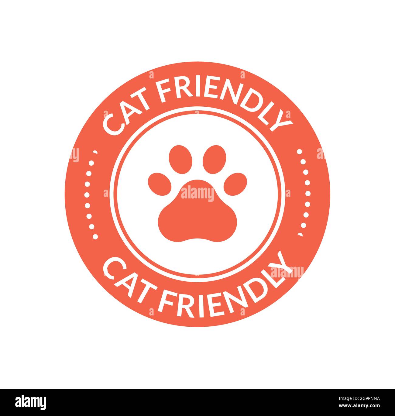 Pet animal cat friendly sign. Paw cat place icon certified Stock Vector ...