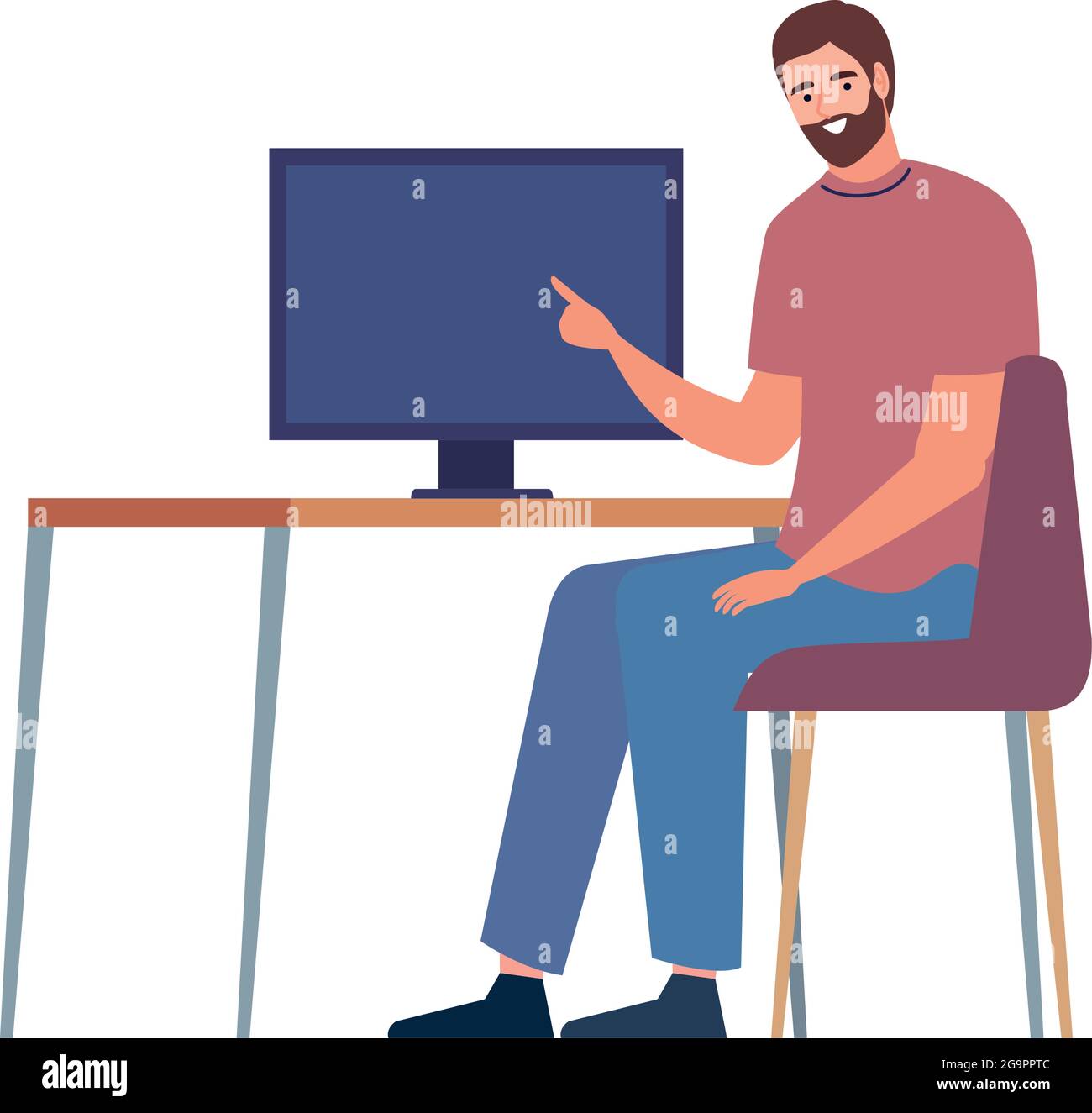 man in the desktop computer Stock Vector Image & Art - Alamy