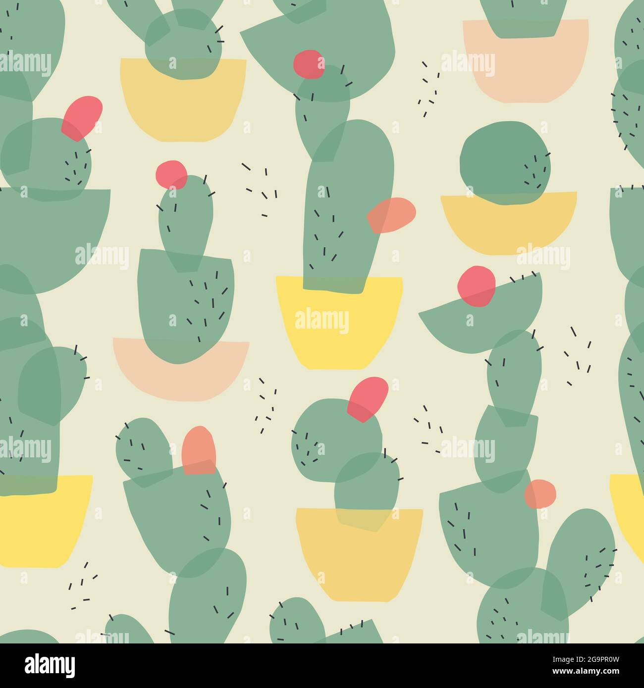 seamless pattern of tall long cactus from geometric shapes Stock Vector ...