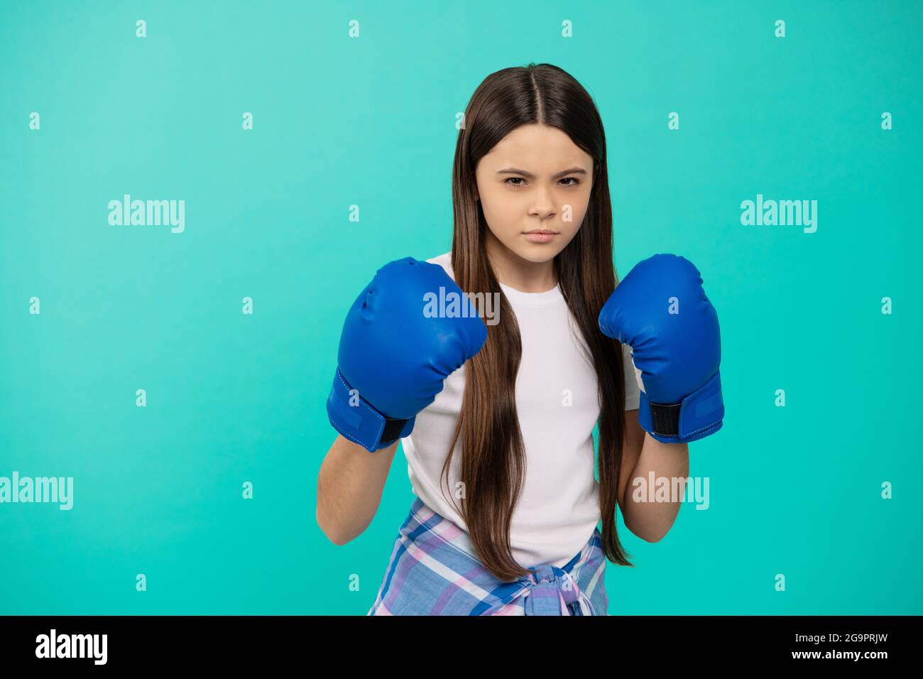 punching. determined successful kid boxer. fight for success. confident ...