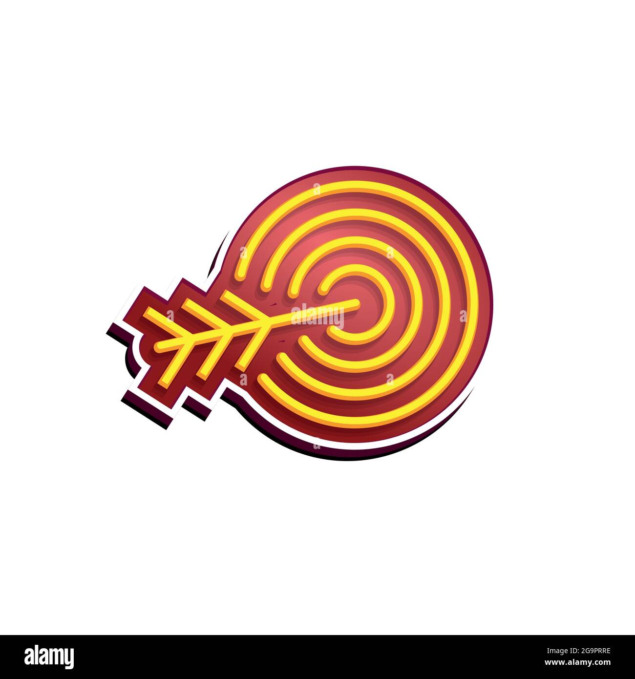 Arrow target. Dart board icon with an arrow in the middle. Image ...