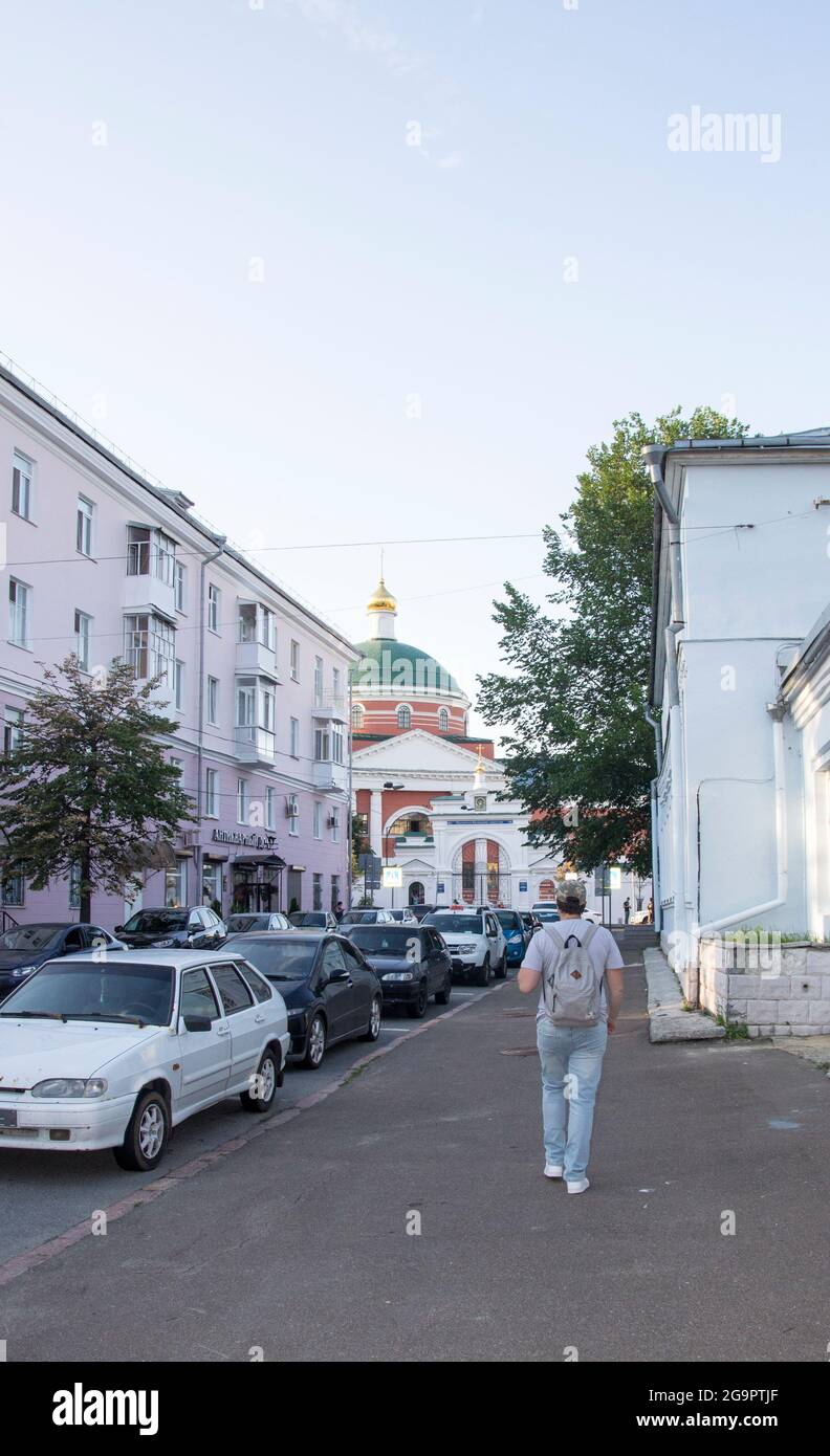 A young traveler on the street of an old Russian town Stock Photo - Alamy