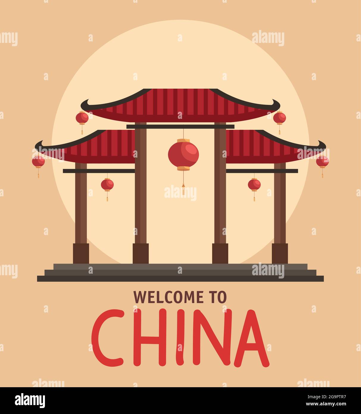 welcome to china with temple Stock Vector Image & Art - Alamy