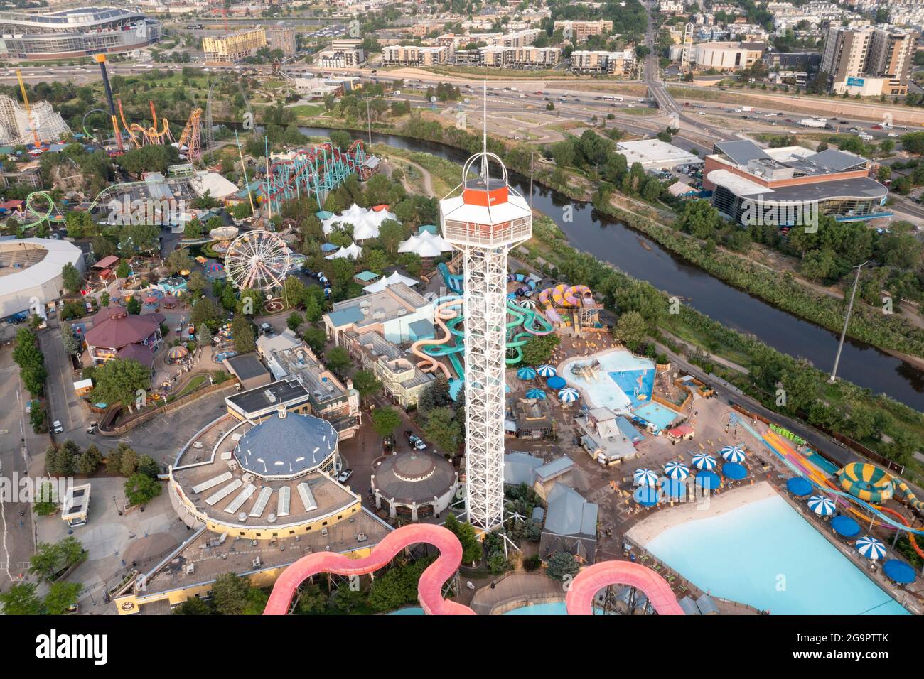 Denver, Colorado - The observation tower at Elitch Gardens Theme and ...